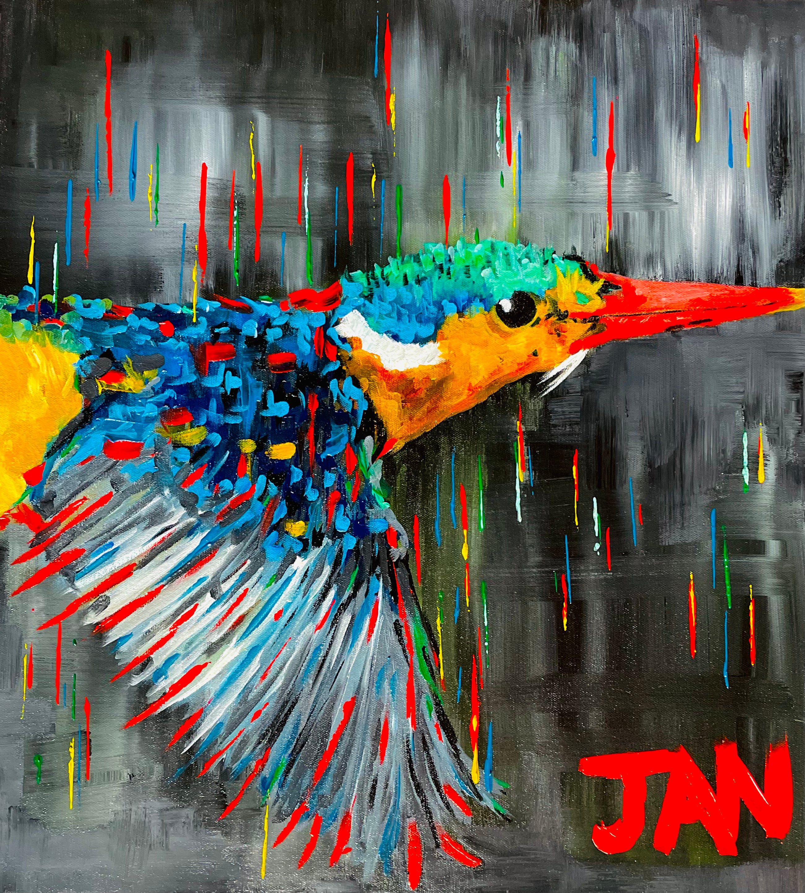 Kingfisher an Oil Painting by Artist JAN – JAN Artist